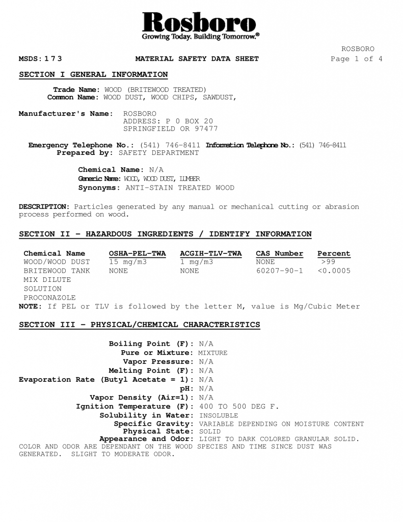Safety Data Sheets (SDS) - Rosboro